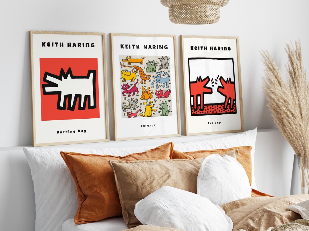 Set of 3 Dog Prints by Keith Haring, Animal Lovers Gift, Dog Pop Art ...