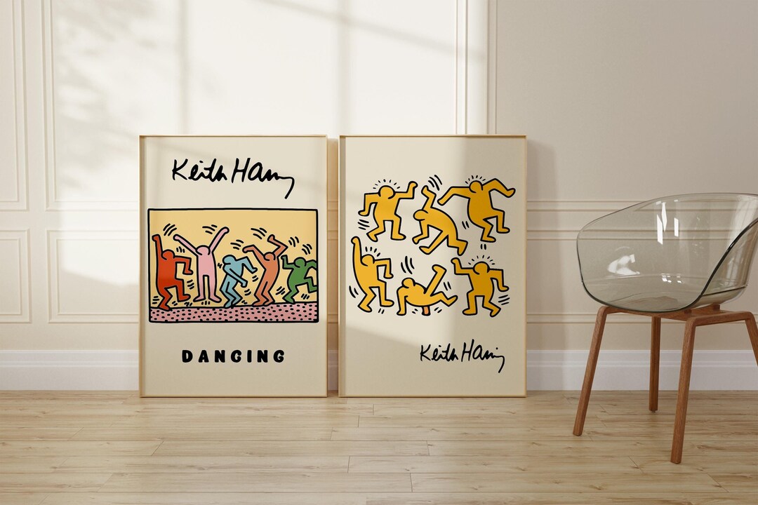 Set of 2 Keith Haring Dance Posters, Dancers Prints, Fun Party Artwork ...