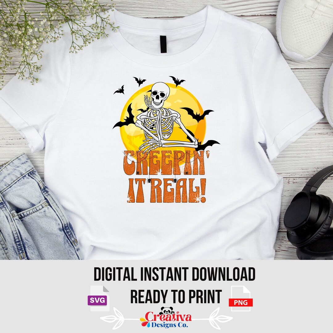 Creeping It Real Skeleton - Halloween PNG SVG Design - Etsy