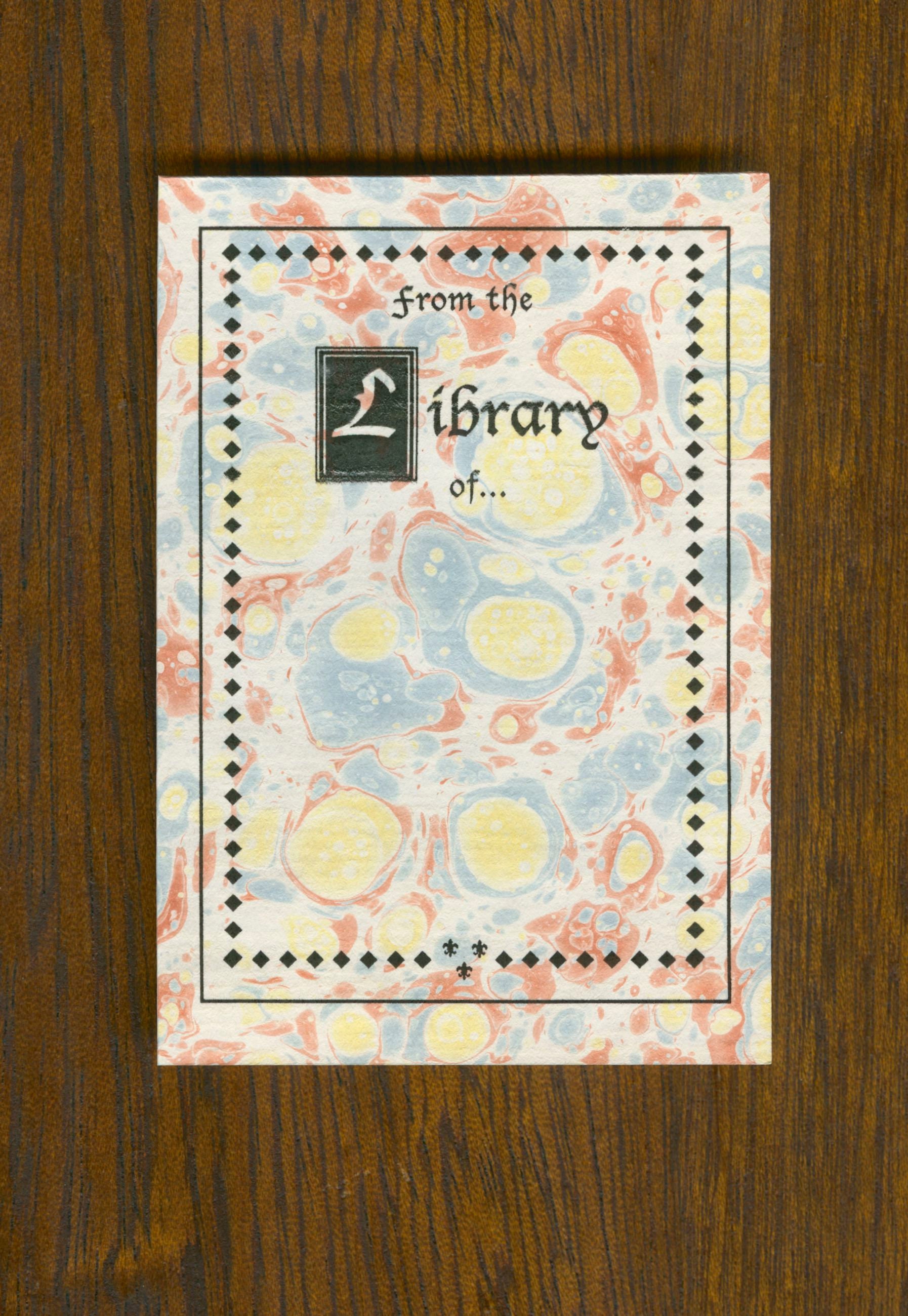 Marbled Paper Book Plates With Small Spot Pattern Featuring Prussian ...