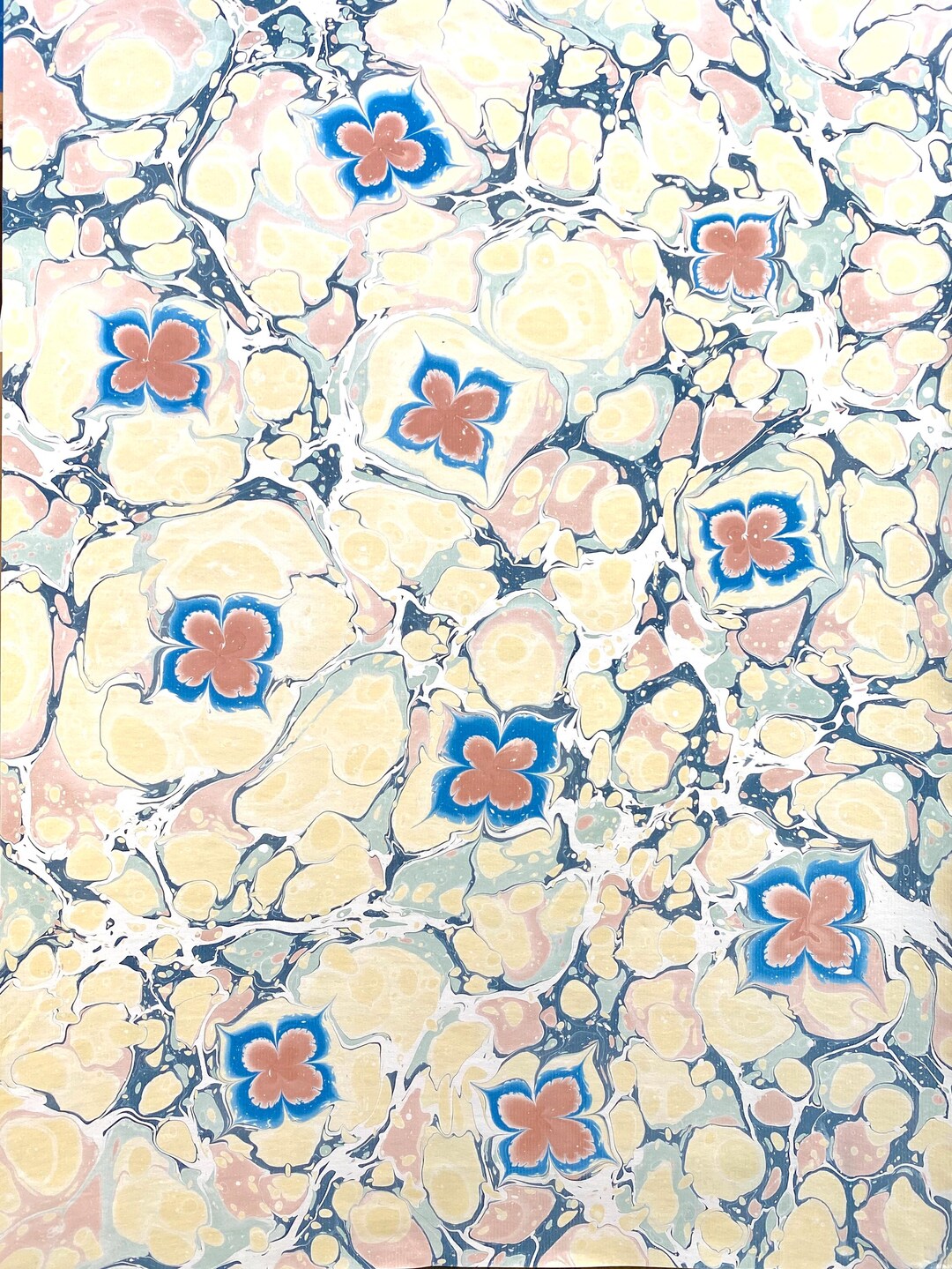 Marbled Paper Featuring Stylized Flowers Floating Over Stones - Etsy