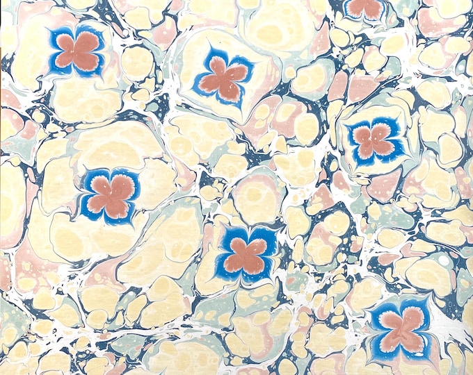 Marbled Paper Featuring Stylized Flowers Floating Over Stones - Etsy