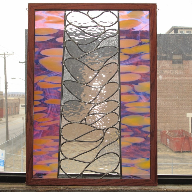 Abstract Stained Glass Hanging Window With Mouth Blown Glass - Etsy