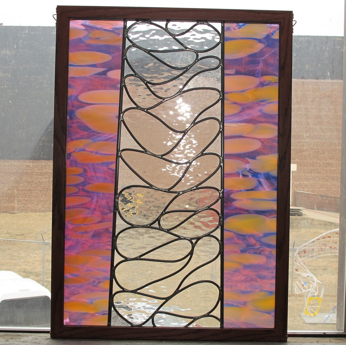 Abstract Stained Glass Hanging Window With Mouth Blown Glass - Etsy
