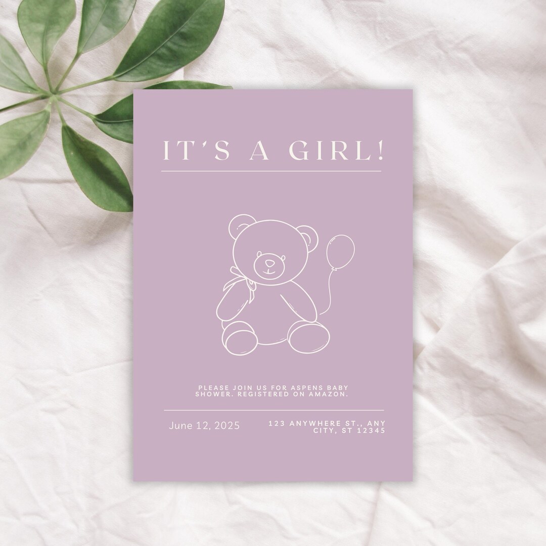 Editable Minimalist Baby Shower Invitation, Modern and Simple Baby ...