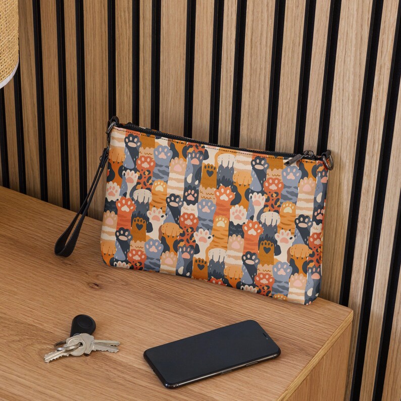 Cat Crossbody Bag, Cute Cat Paw Print Purse, School Work Shoulder Bag ...