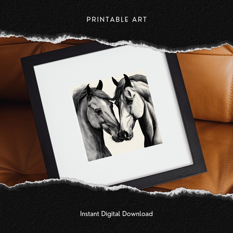 Printable Horse Art | Black and White | Horse Heads | Printable Horse ...