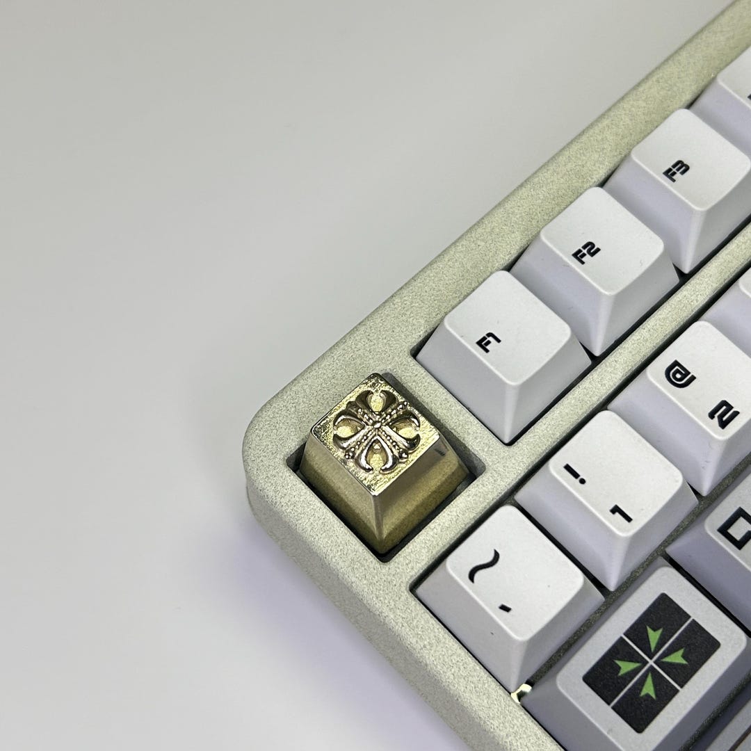 Retro Cross Artisan Keycap,custom Metal Keyboard Cap,cool Silver Keycap ...