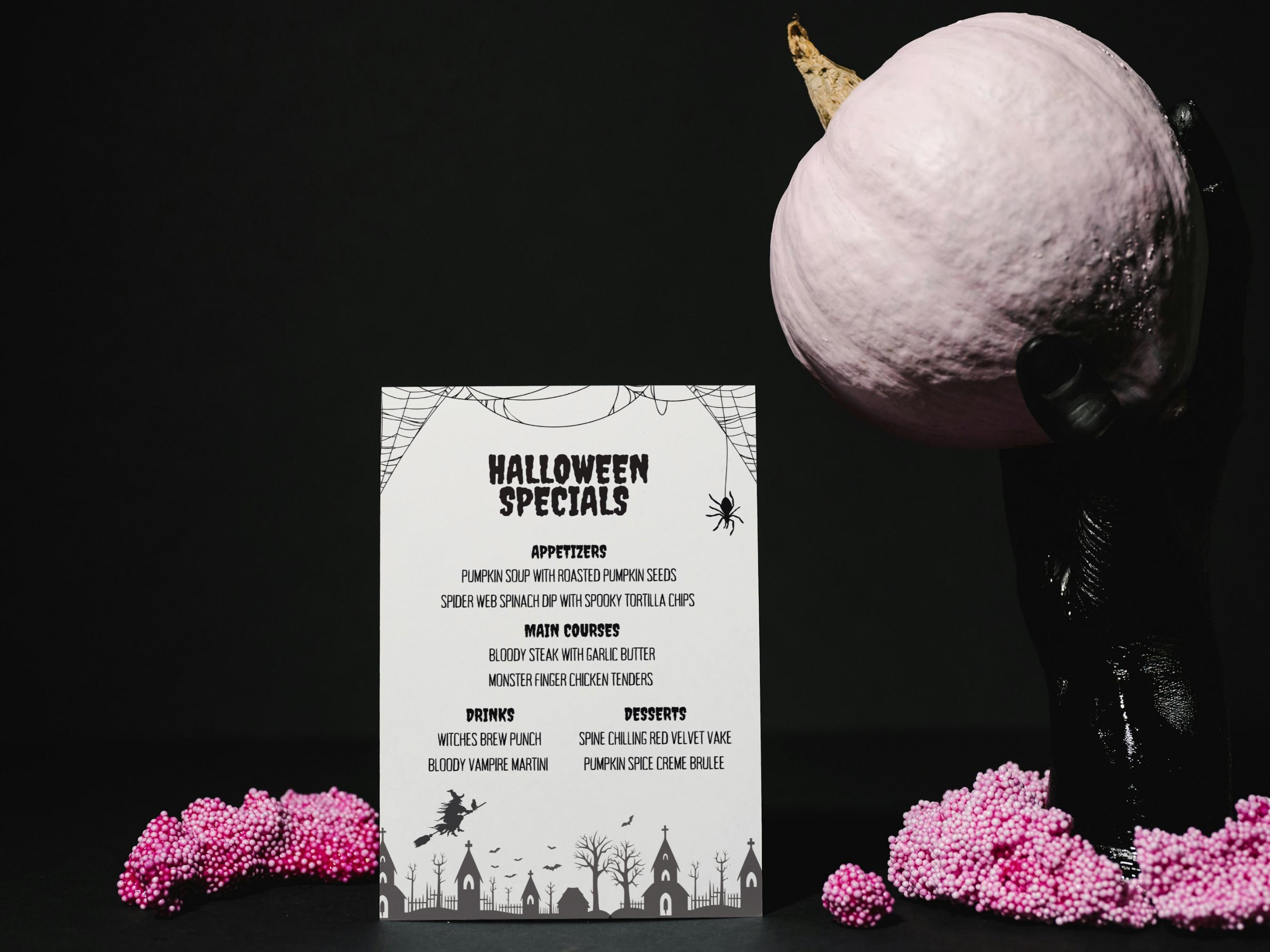 Halloween Menu Template, Printable Menu, Food Drink Menu Card ...
