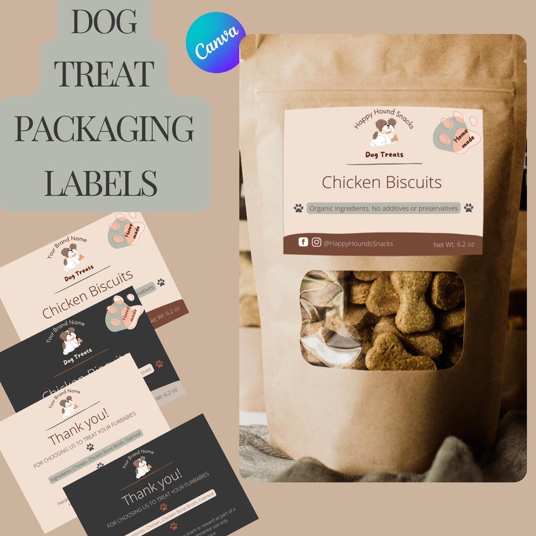 Printable Dog Food Labels, Dog Treats Packaging Labels, Dog Treat Bag ...