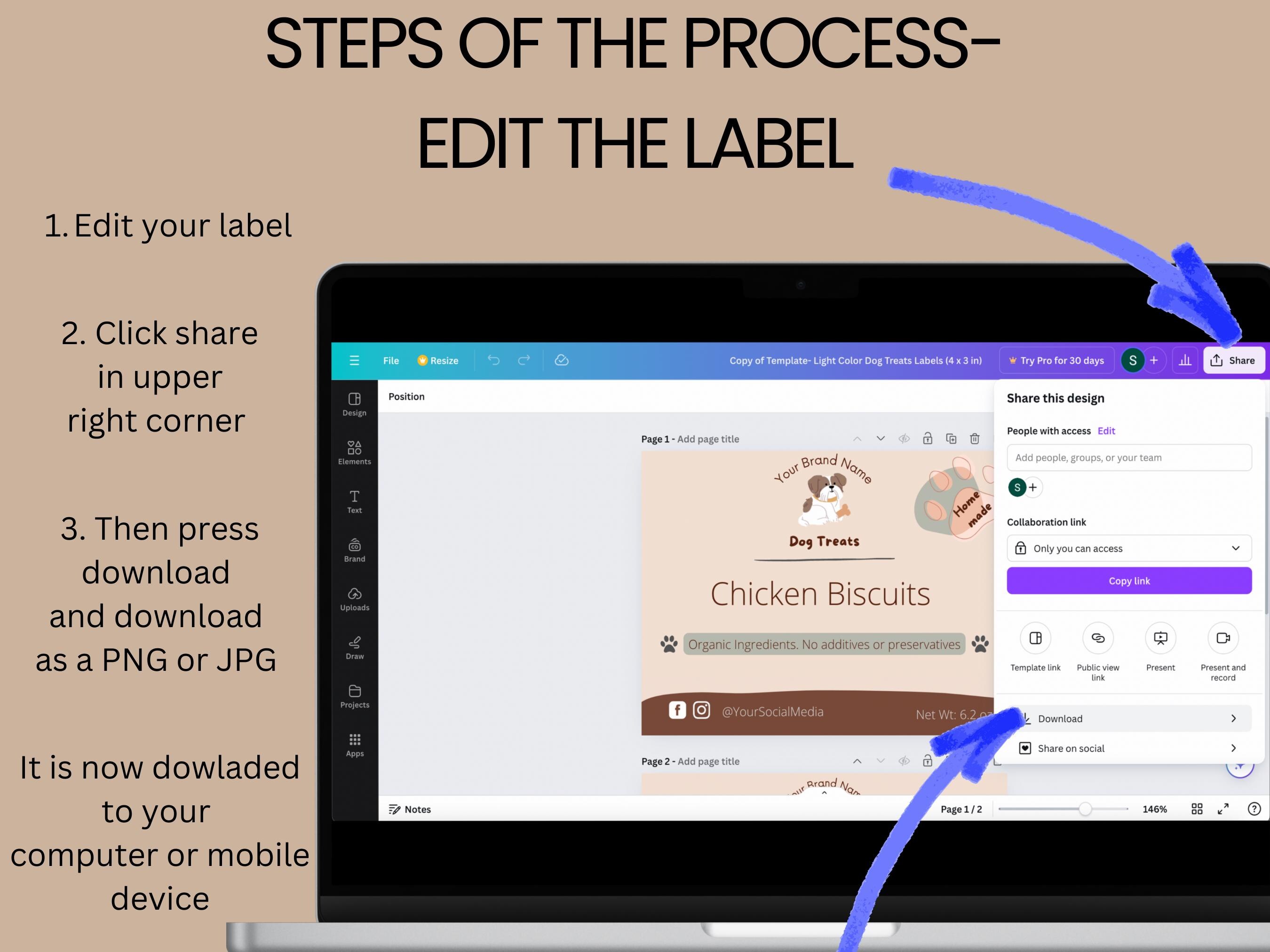 Printable Dog Food Labels, Dog Treats Packaging Labels, Dog Treat Bag ...