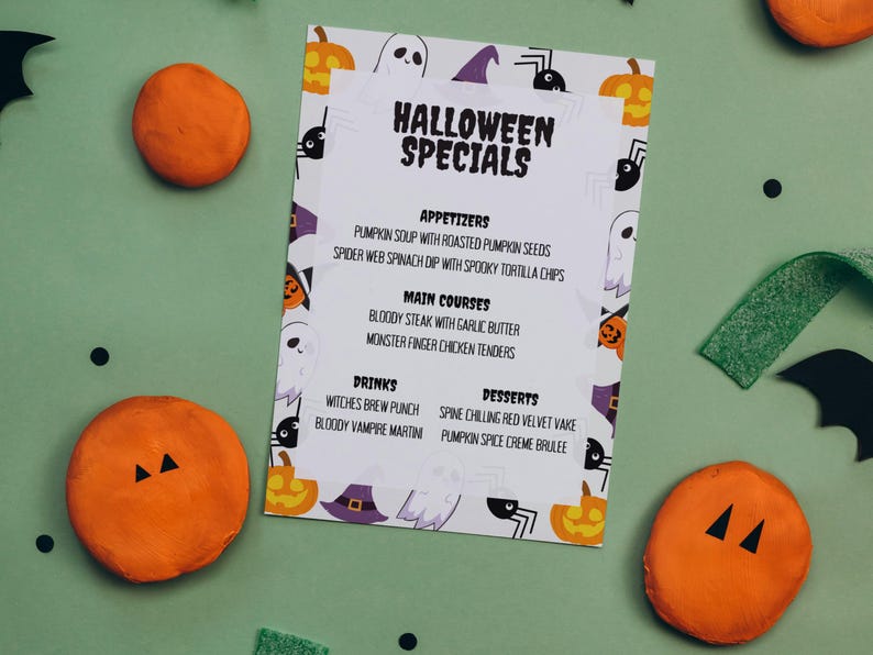 Halloween Menu Template, Printable Menu, Food Drink Menu Card ...