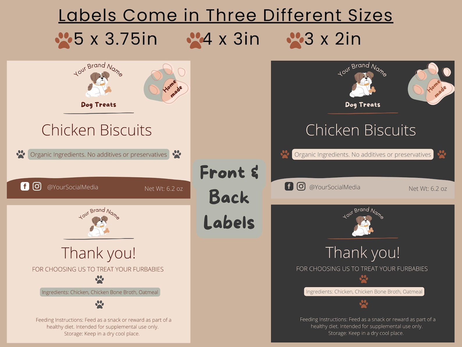 Printable Dog Food Labels, Dog Treats Packaging Labels, Dog Treat Bag ...