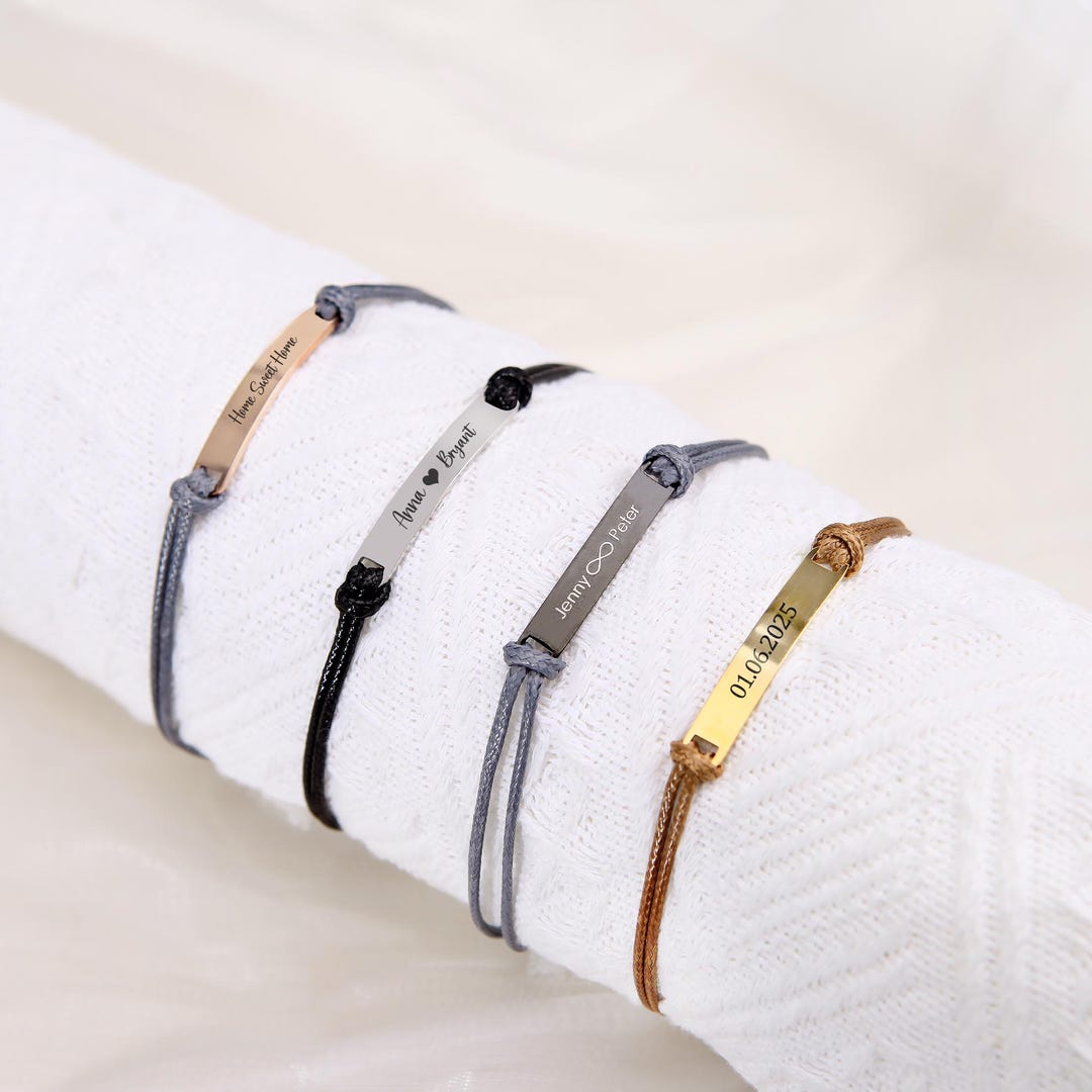 Custom Engraved Bracelet Personalized Couples Bracelet Motto Bracelet ...