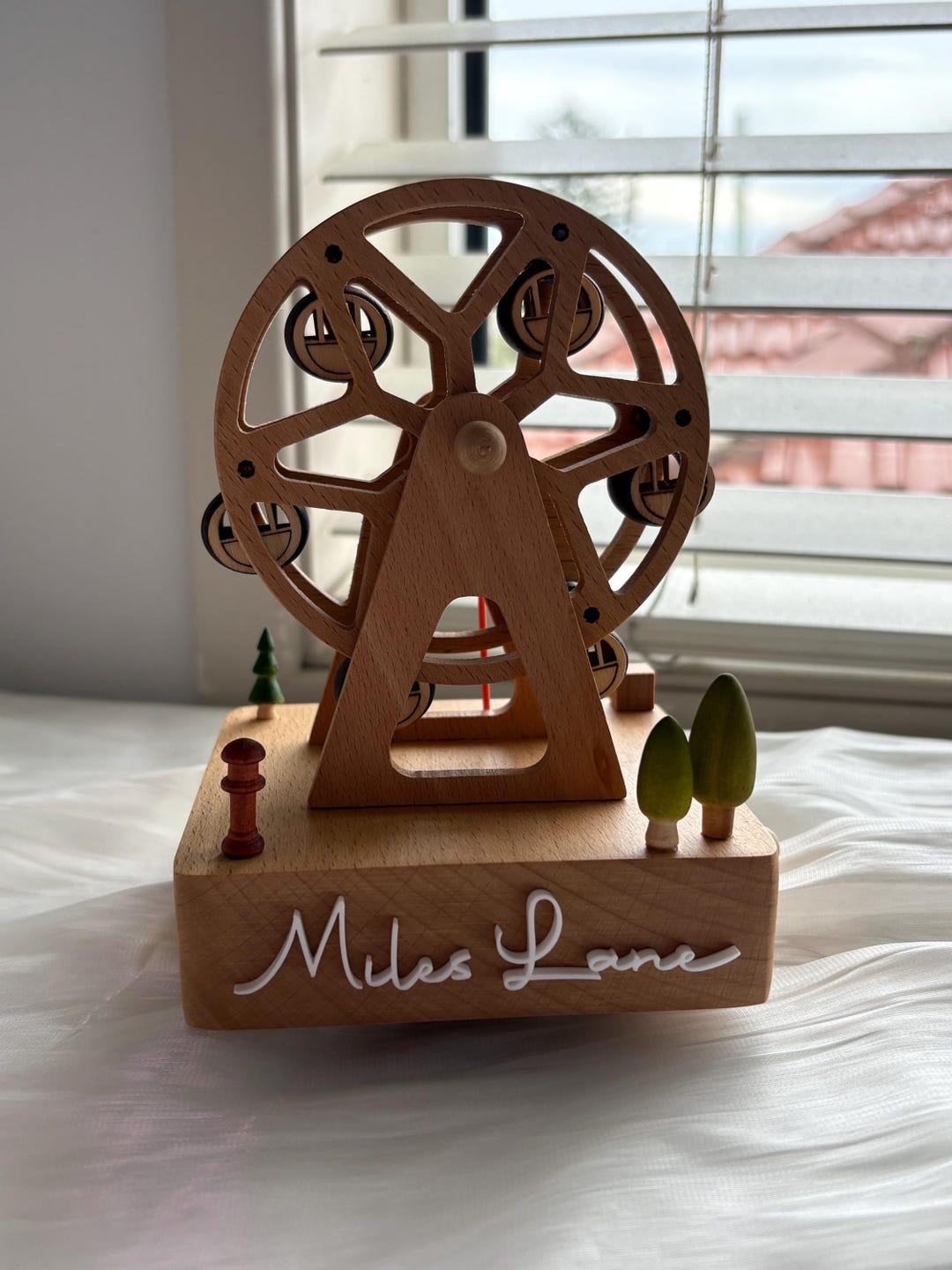 Personalized Wooden Ferris Wheel Music Box | Custom Baby Gift ...