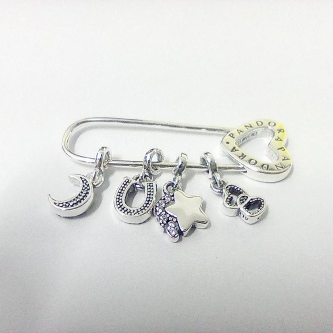 Pandora Me Safety Pin Brooch 4 Mini-charms Pendants Sterling Silver - Etsy