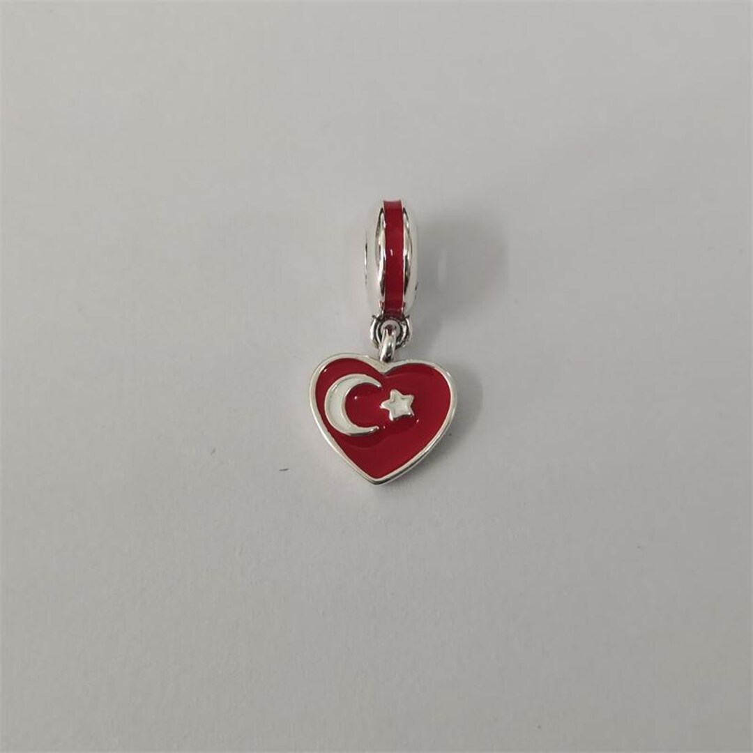 Pandora Charm Bead Turkey Heart Flag - Etsy