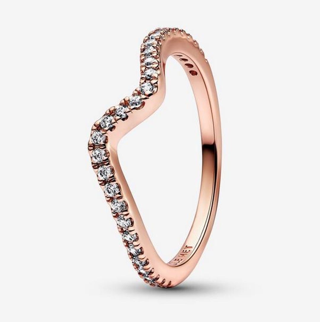 Pandora Timeless Ring Stackable Sparkling Wave Rose Sormus - Etsy