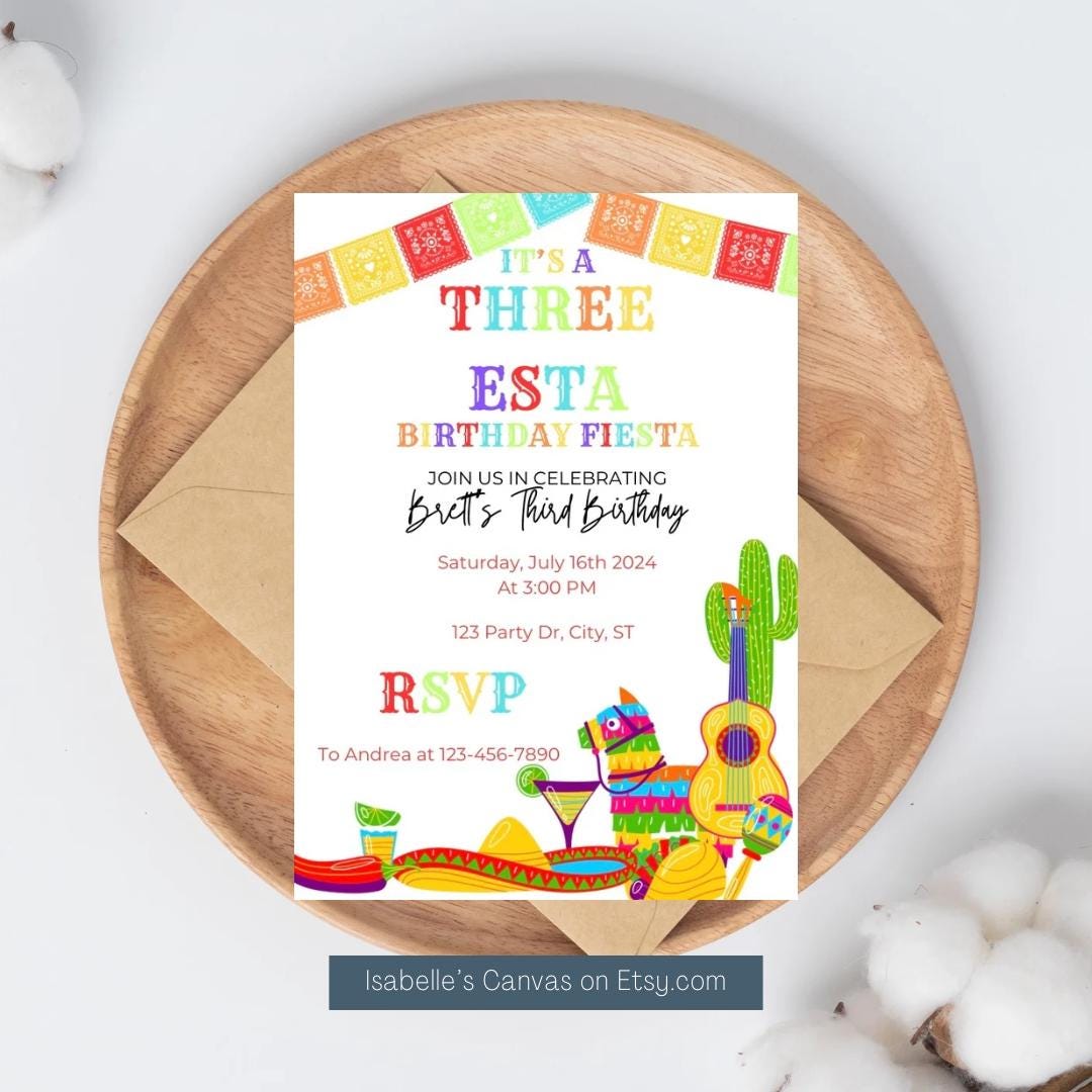 Three Esta Birthday Invitations, Third Birthday Invitations ...