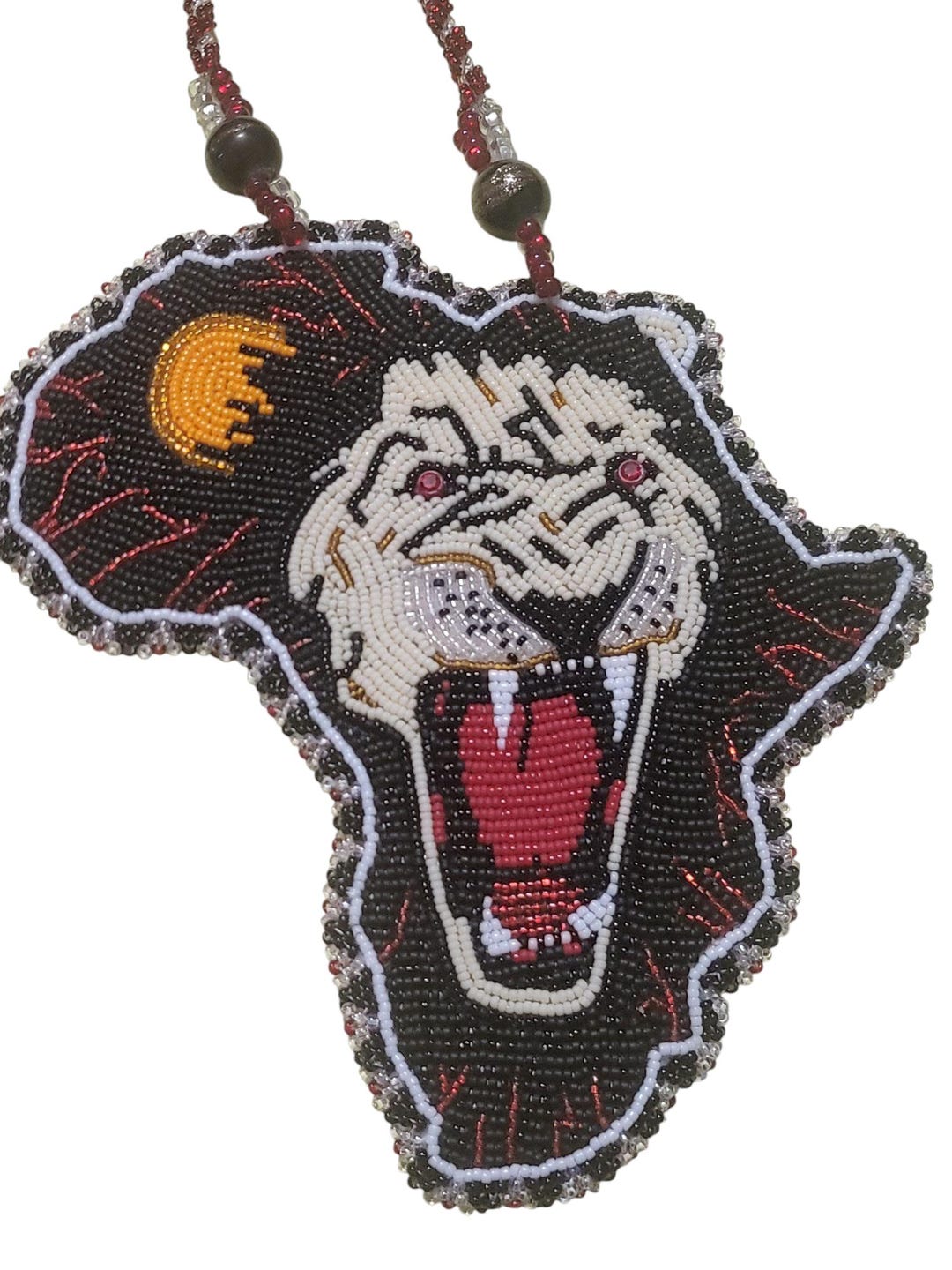 Native American Hand Beaded Lion of Map of Africa Portrait - Etsy
