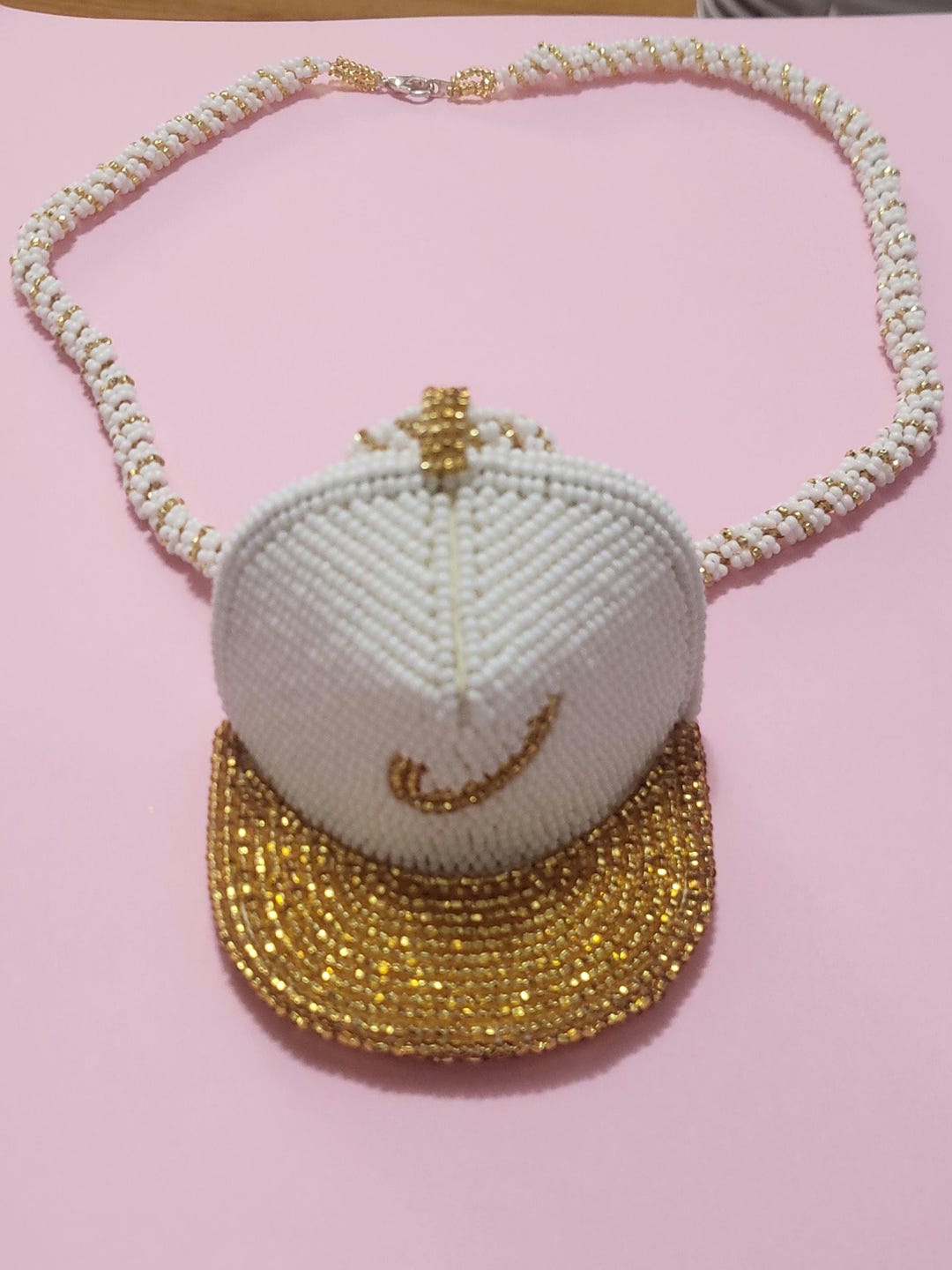 Nike Beaded Cap Medallion Piece White and Gold - Etsy