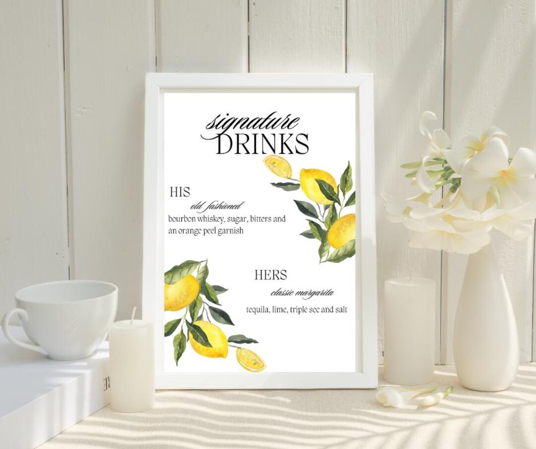 Lemon Bar Menu and Signature Drink Menu for Wedding or Party - Etsy