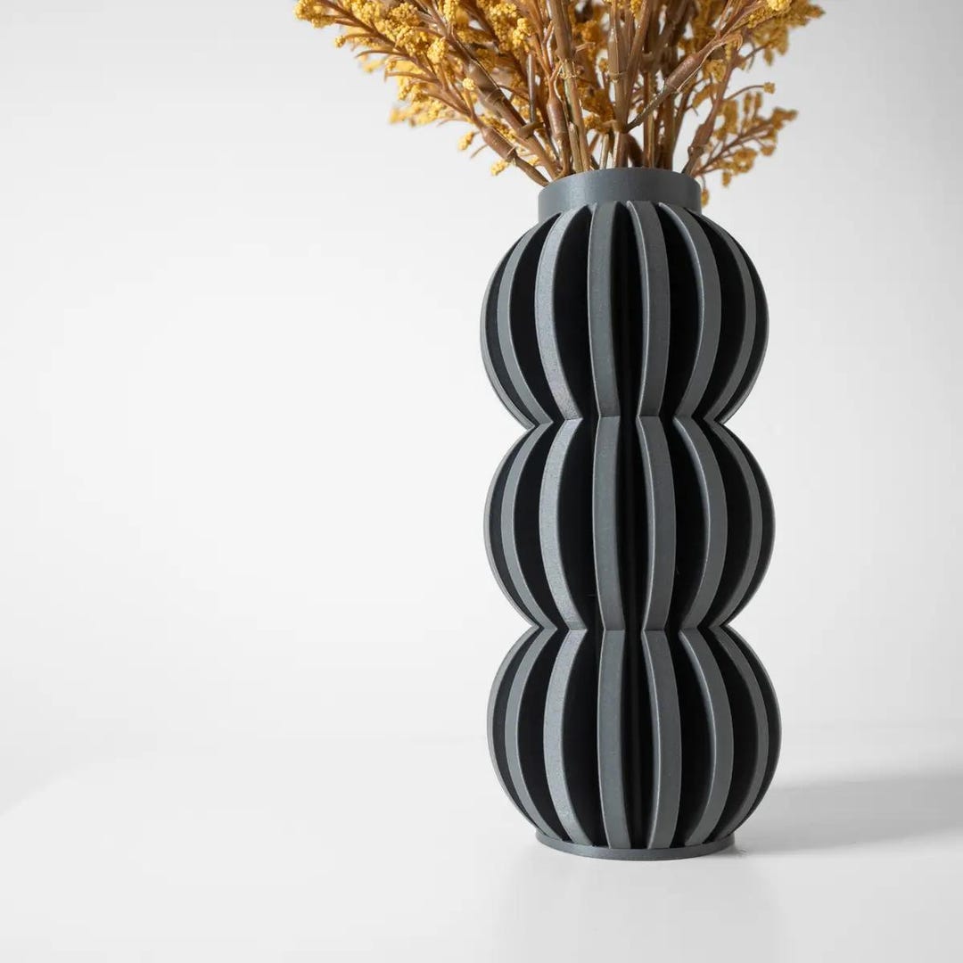 Obsidian Modern 3D Printed Vase Minimalist Decorative Flower Vase for ...