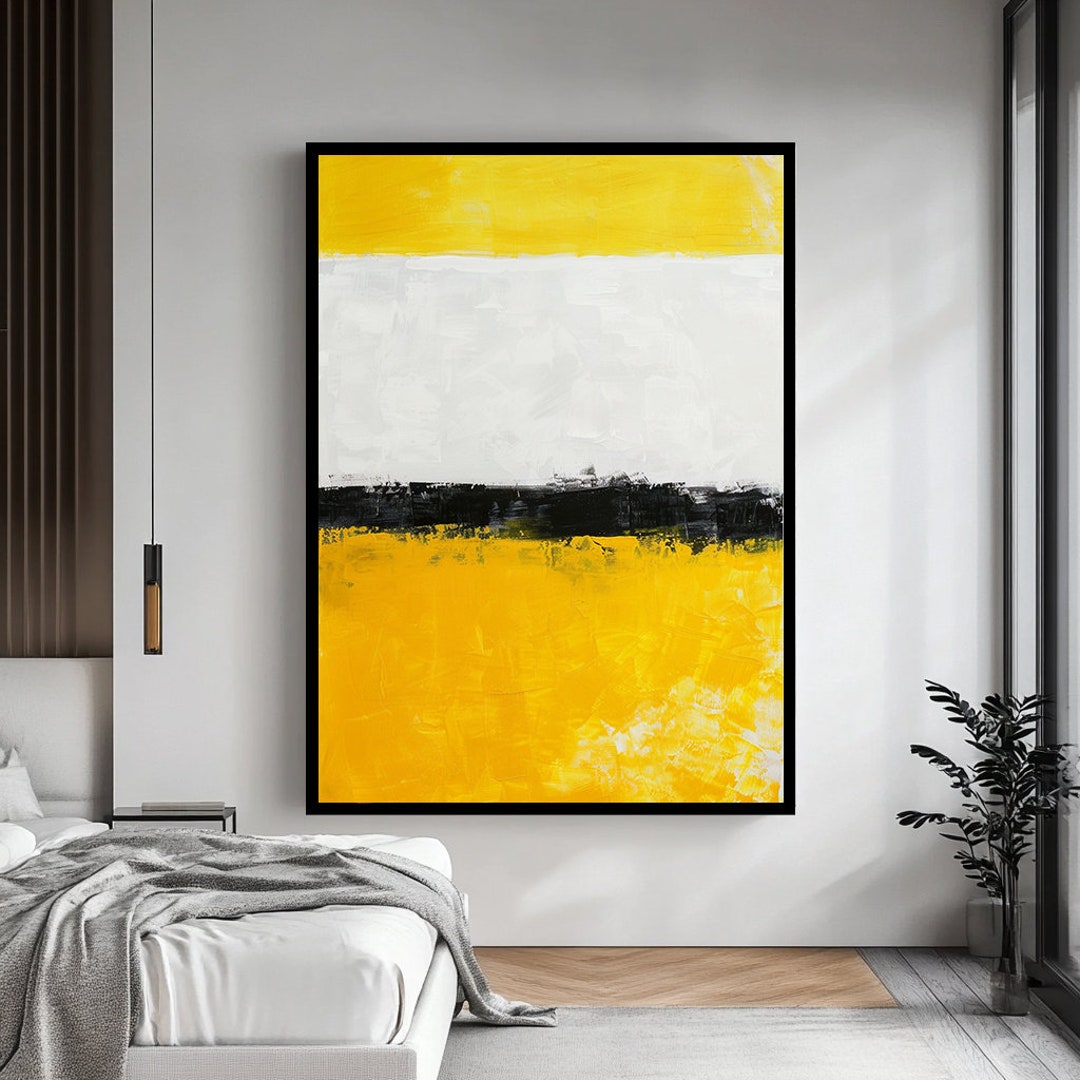 Mark Rothko Inspired Art ,yellow, White, and Black Abstract Canvas ...