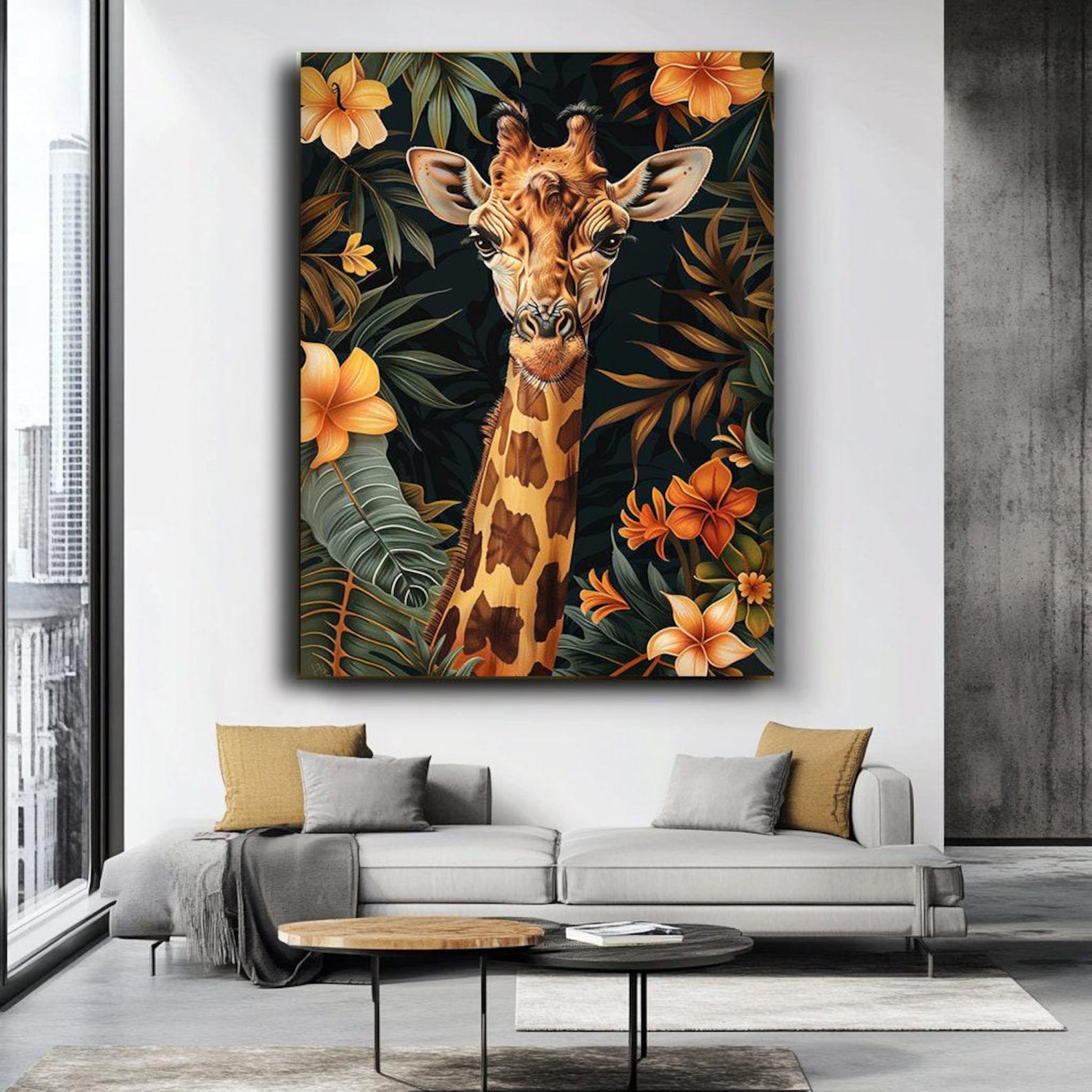 Giraffe Canvas Art, Animal Art Print, Abstract Giraffe Wall Art ...