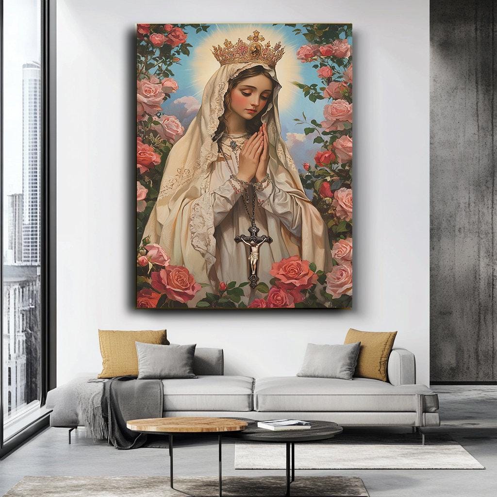 Virgin Mary Canvas Art, Holy Mother of God Wall Art, Large Religious ...