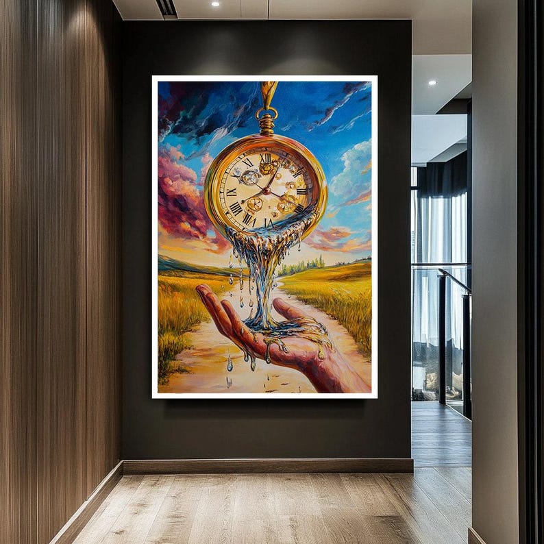 Surreal Melting Clock in Hand Art | Dreamlike Time-themed Painting ...