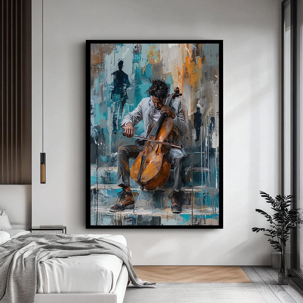 Abstract Musician Canvas Art, Hand-painted Abstract Musician Wall Art ...