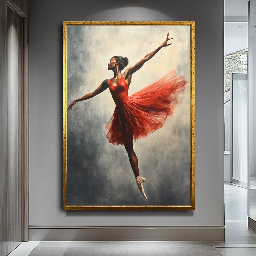 Ballerina in Red Dress Canvas ,dance Canvas Print, Graceful Dance Wall ...