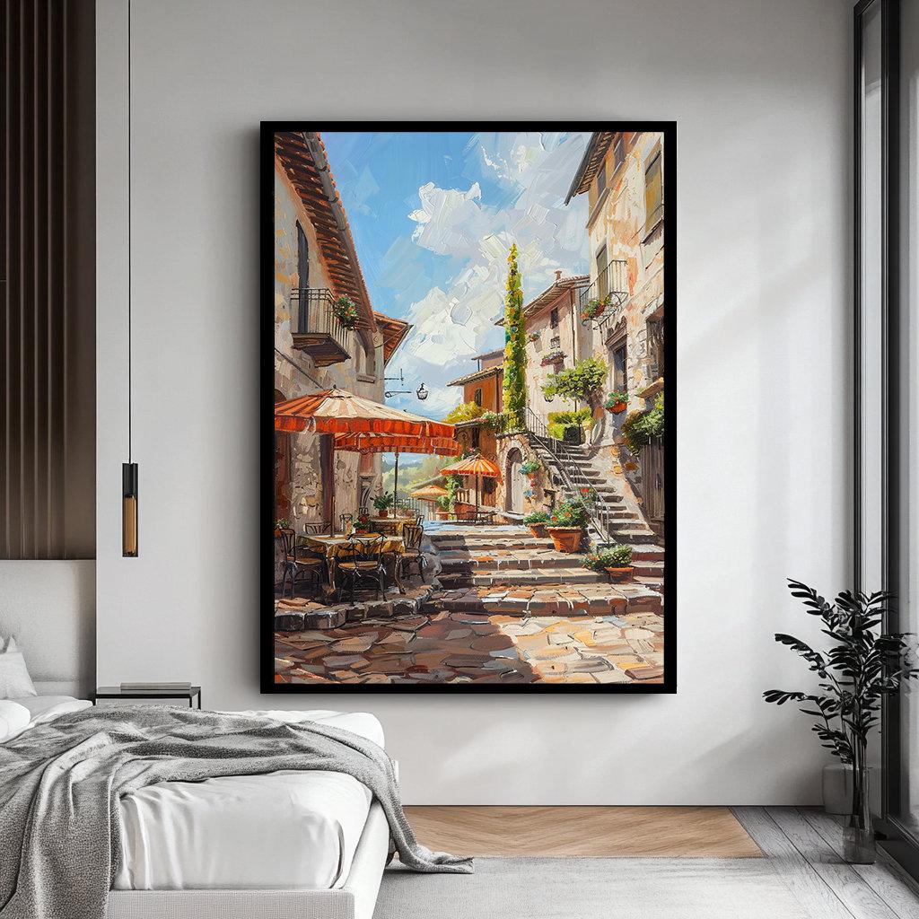 Charming Street Scene Canvas Art | Urban Cityscape Painting | Hand ...