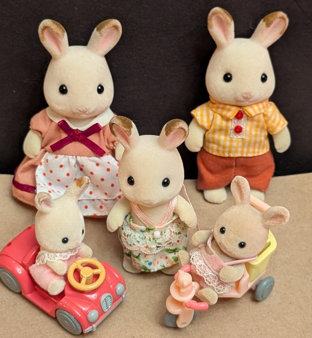 Vintage Calico Critters sylvanian Family 5 Cottontail Rabbit Bunny ...