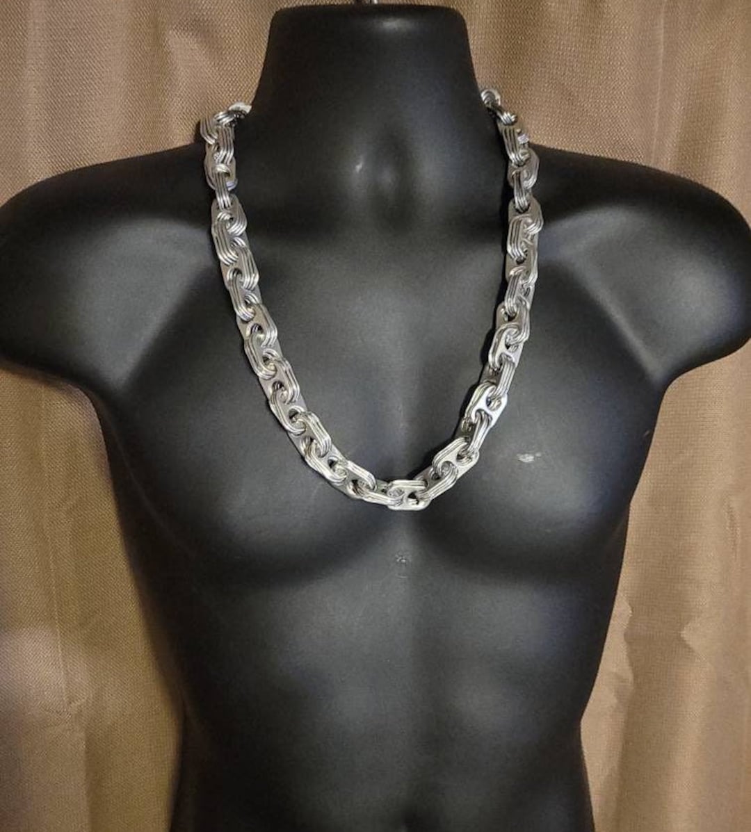 Silver - 30" Aluminum Pull Tab Can Tab Necklace Silver Continuous Chain ...