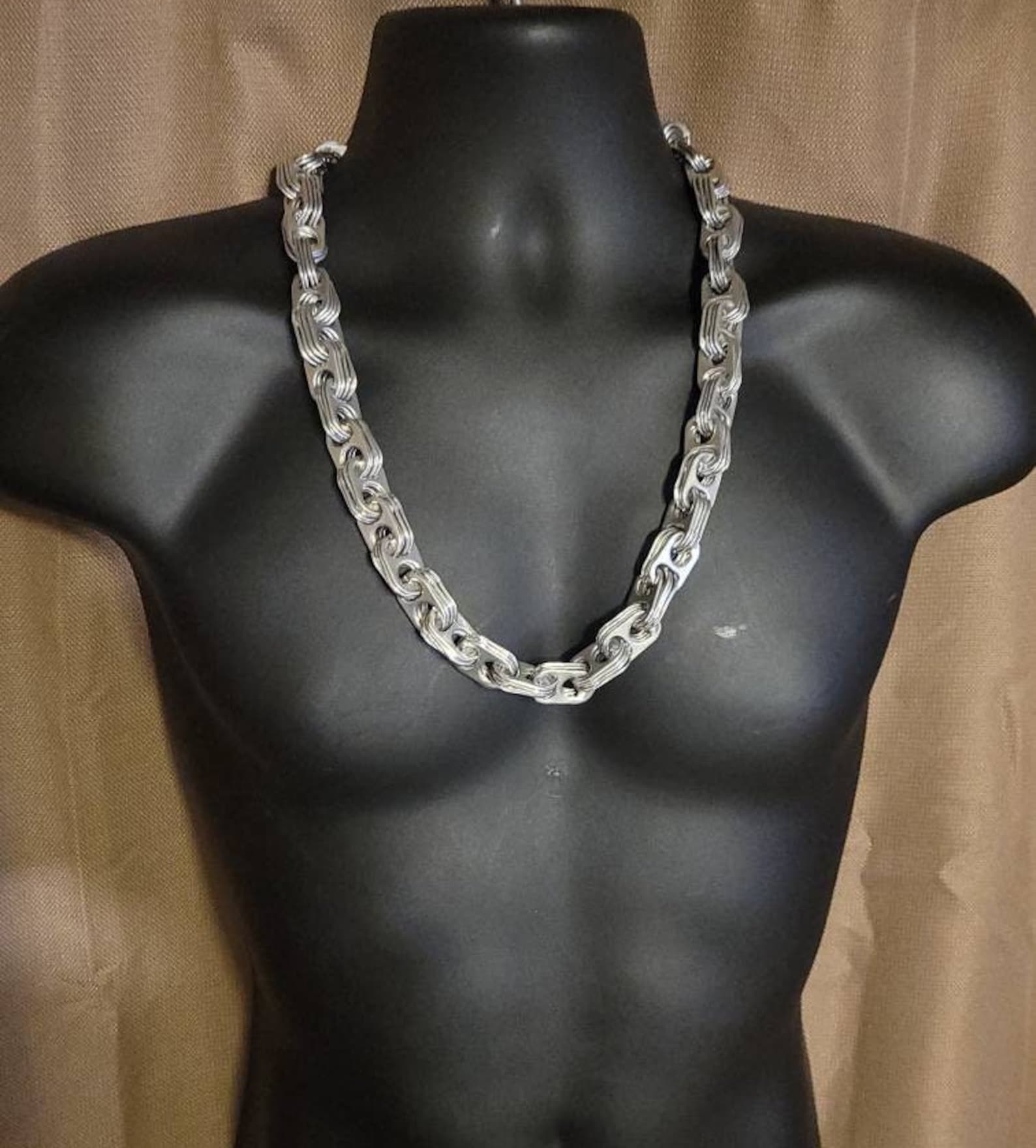 30" Aluminum Pull Tab Can Tab Necklace Silver Steam Punk Continuous ...