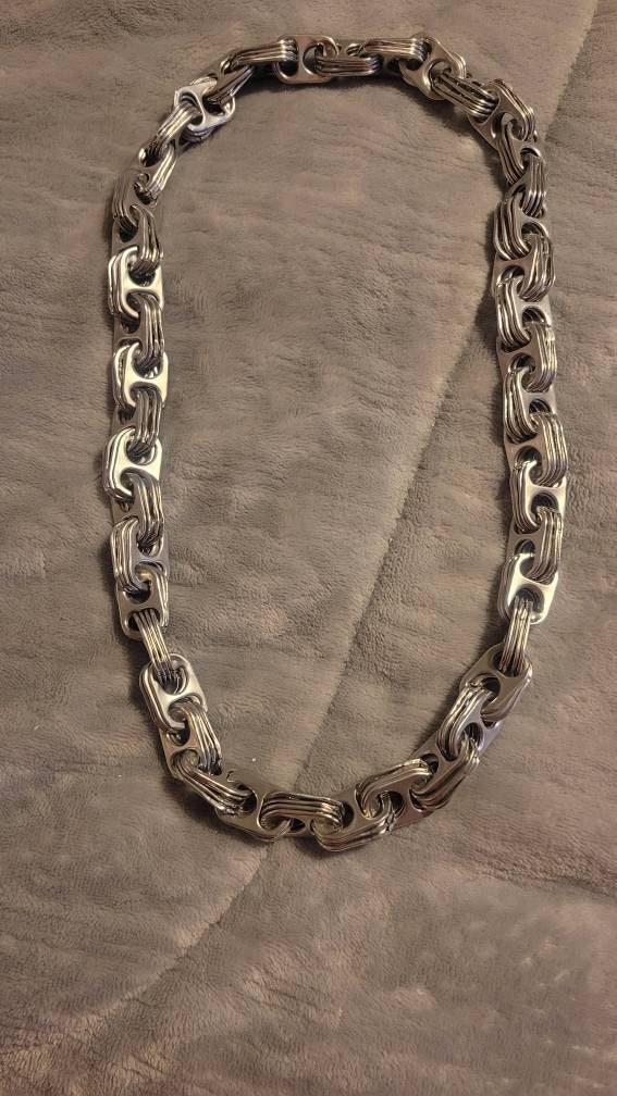 30" Aluminum Pull Tab Can Tab Necklace Silver Steam Punk Continuous ...