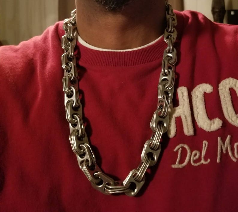 30" Aluminum Pull Tab Can Tab Necklace Silver Steam Punk Continuous ...