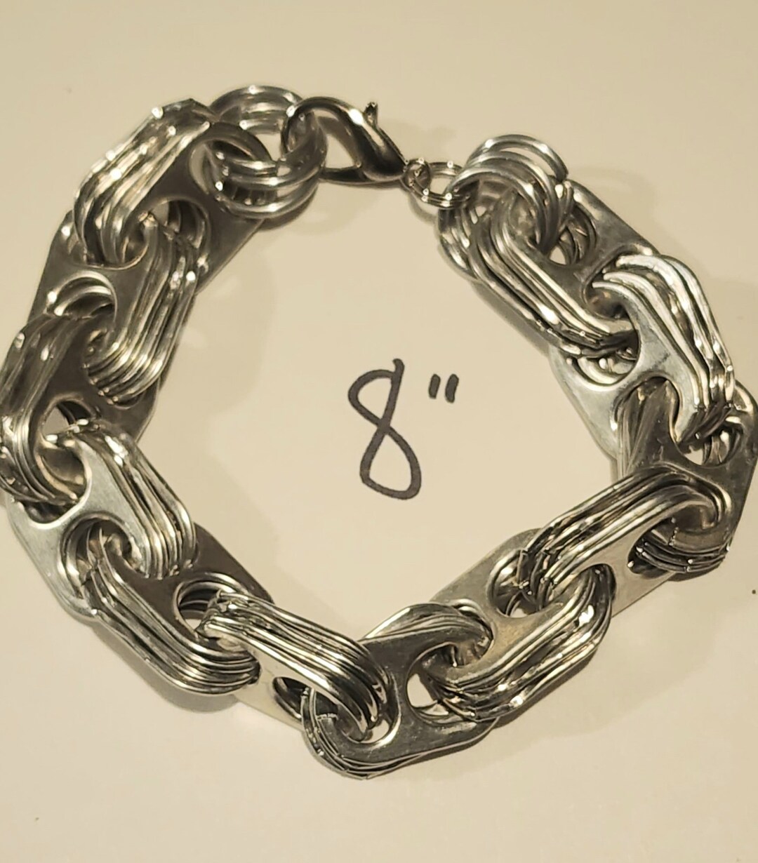 8 Silver Aluminum Pull Tab Can Tab Steampunk Bracelet With Lobster ...