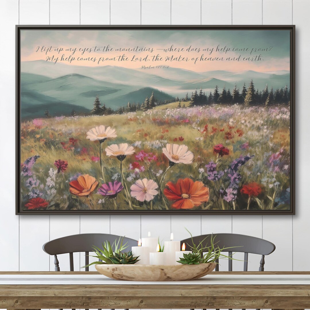 Nature Scripture Psalm 121 Framed Canvas, Christian Canvas Wall Art ...
