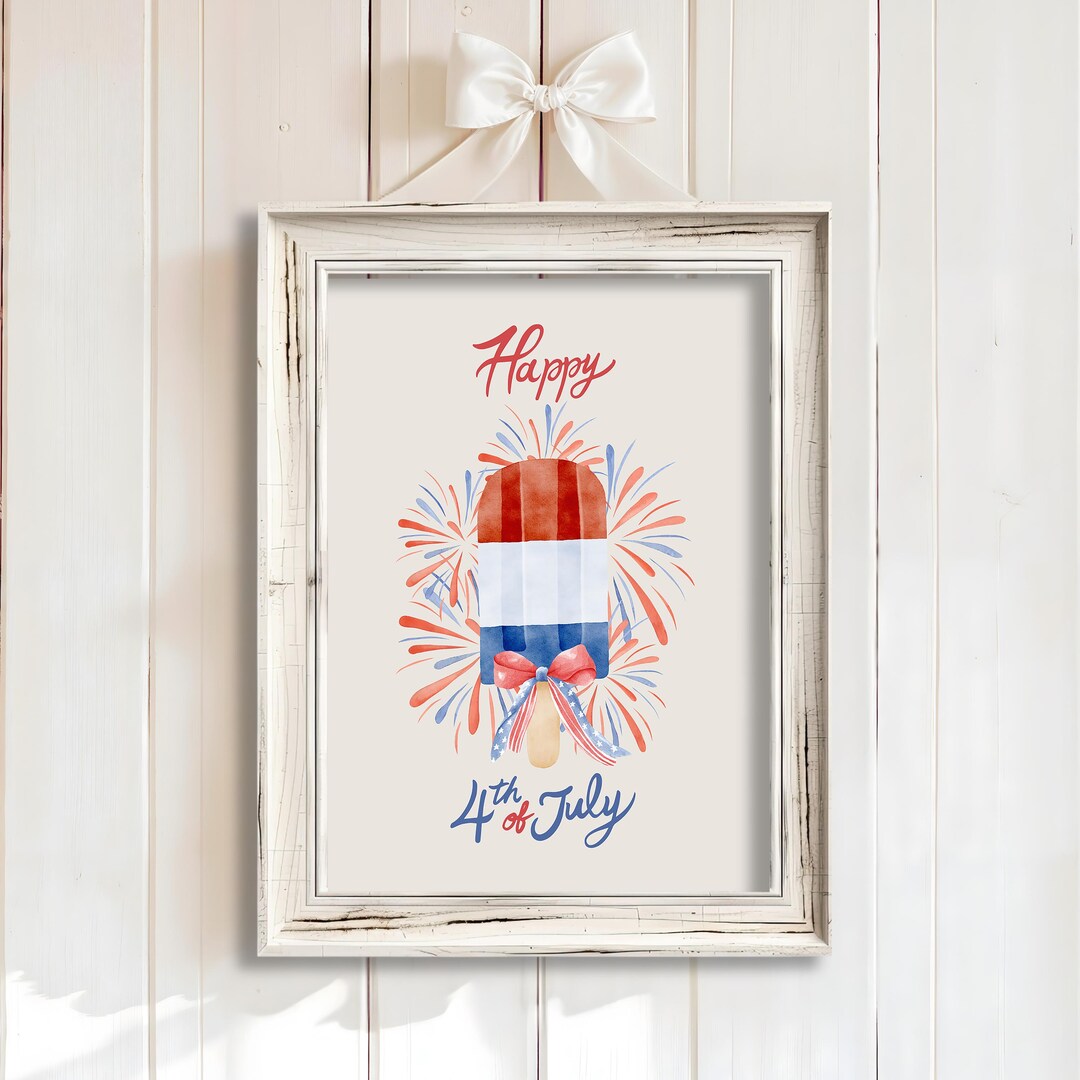 Happy 4th of July Popsicle Firework Print, Independence Day Painting ...
