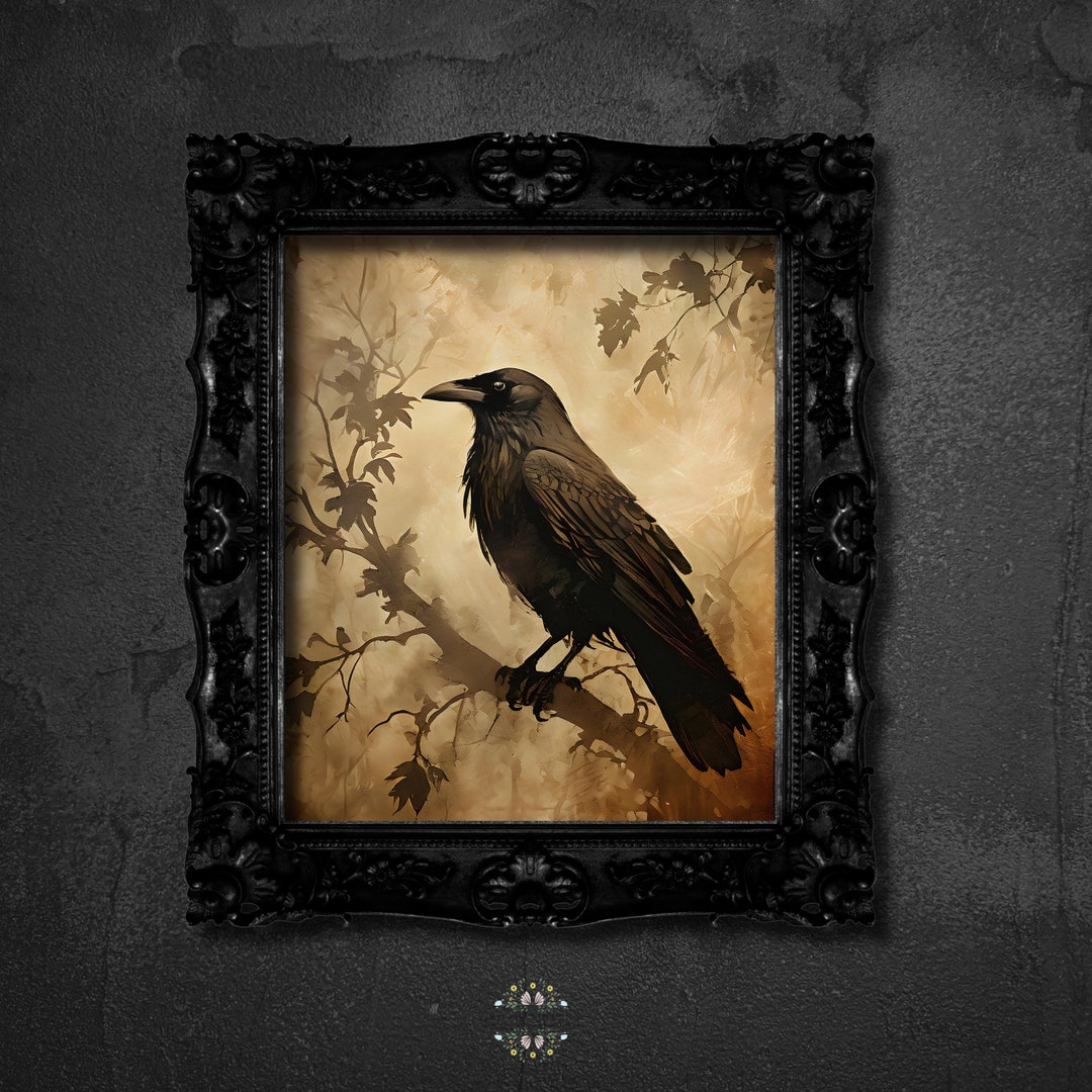 Guardian of the Shadows Raven Artwork Vintage Crow Wall Art Crow ...