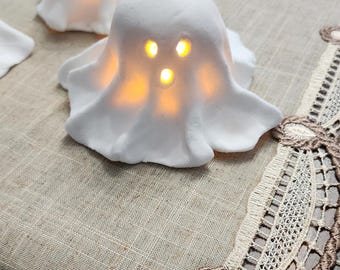 White 3D Printed Ghost With Tea Light Candle Halloween Decoration - Etsy