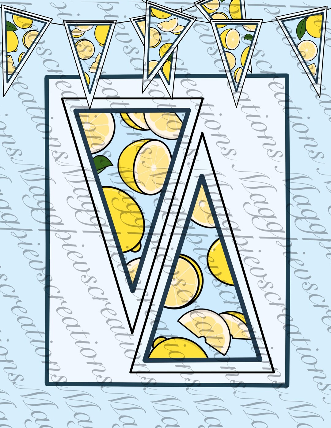 Citrus Splash Zesty Lemon Triangle Flag Banner - Etsy