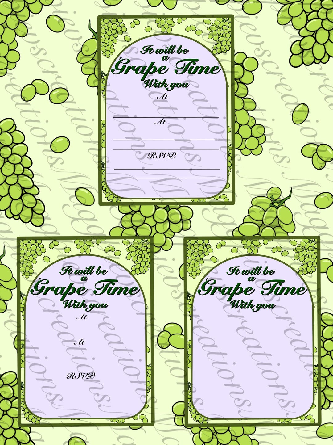 Orchard Gala Glossy Green Grape Digital Invitations - Etsy