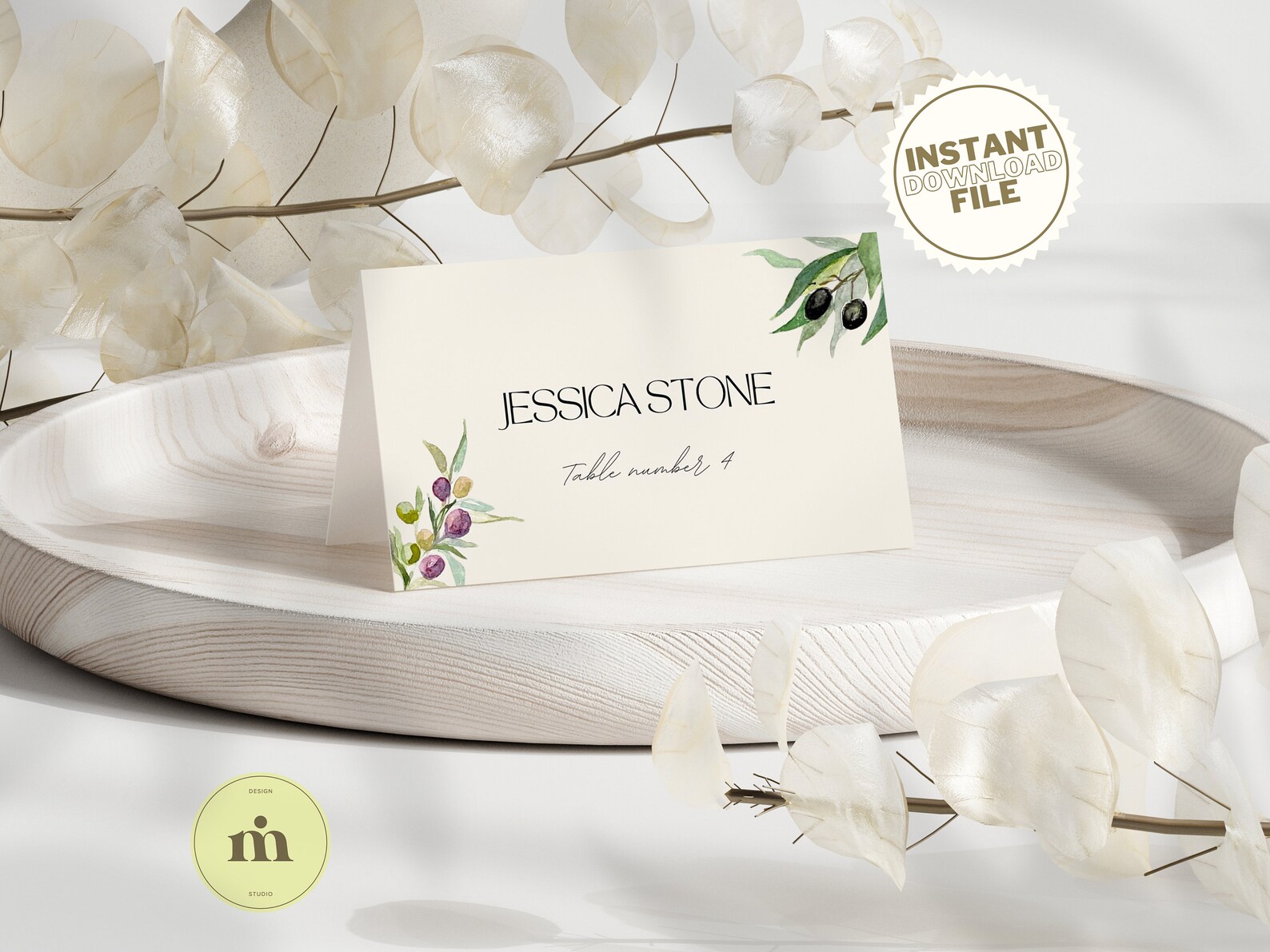Vineyard TABLE PLACE CARDS Template, Hand Drawn Watercolor Table Cards ...
