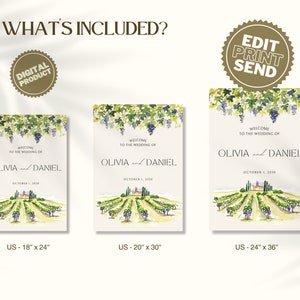 Vineyard WELCOME SIGN Invitation, Hand Drawn Watercolor Template for ...