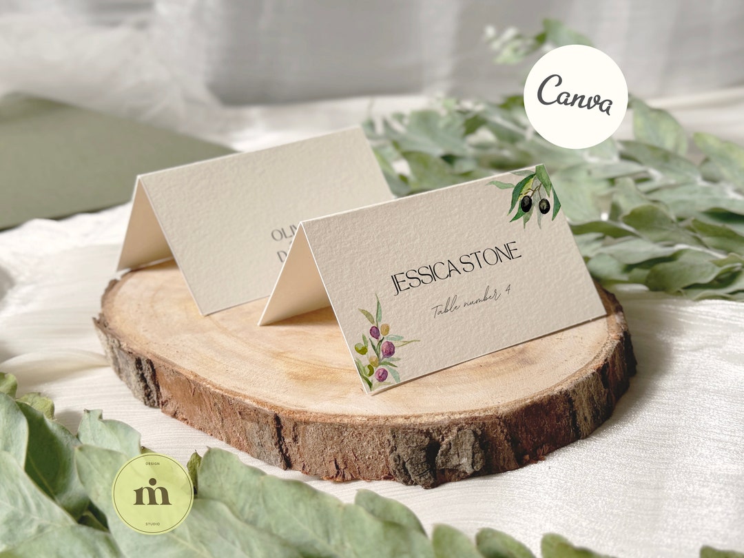 Vineyard TABLE PLACE CARDS Template, Hand Drawn Watercolor Table Cards ...