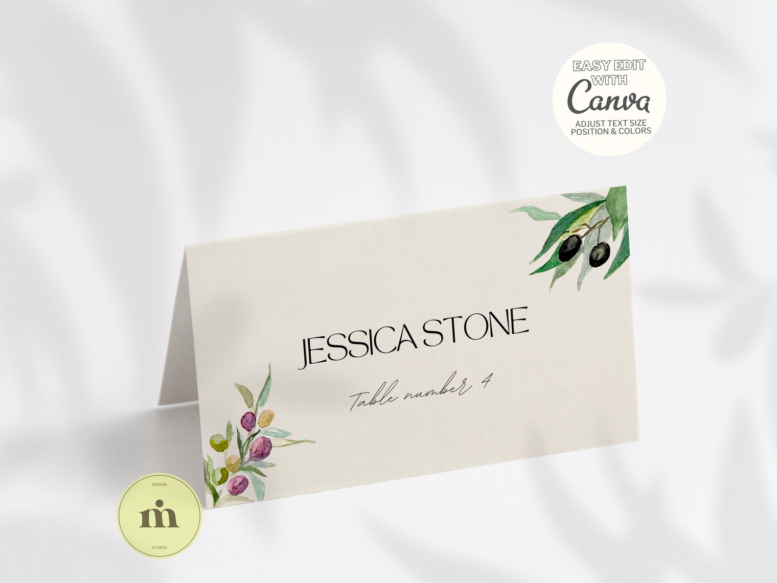 Vineyard TABLE PLACE CARDS Template, Hand Drawn Watercolor Table Cards ...